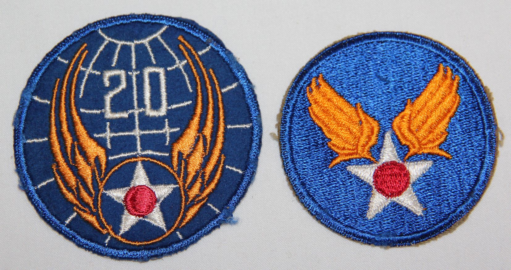 G266. WWII EMBROIDERED ON WOOL FELT 20TH AAF PATCH - B & B Militaria