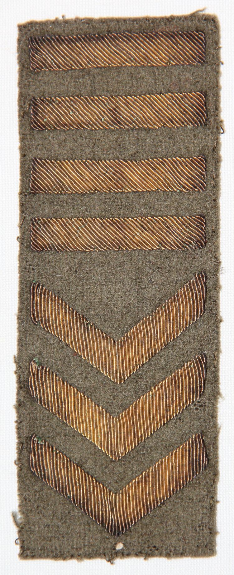 G126. THREE WWI AND 4 WWII BULLION OVERSEAS STRIPES - B & B Militaria