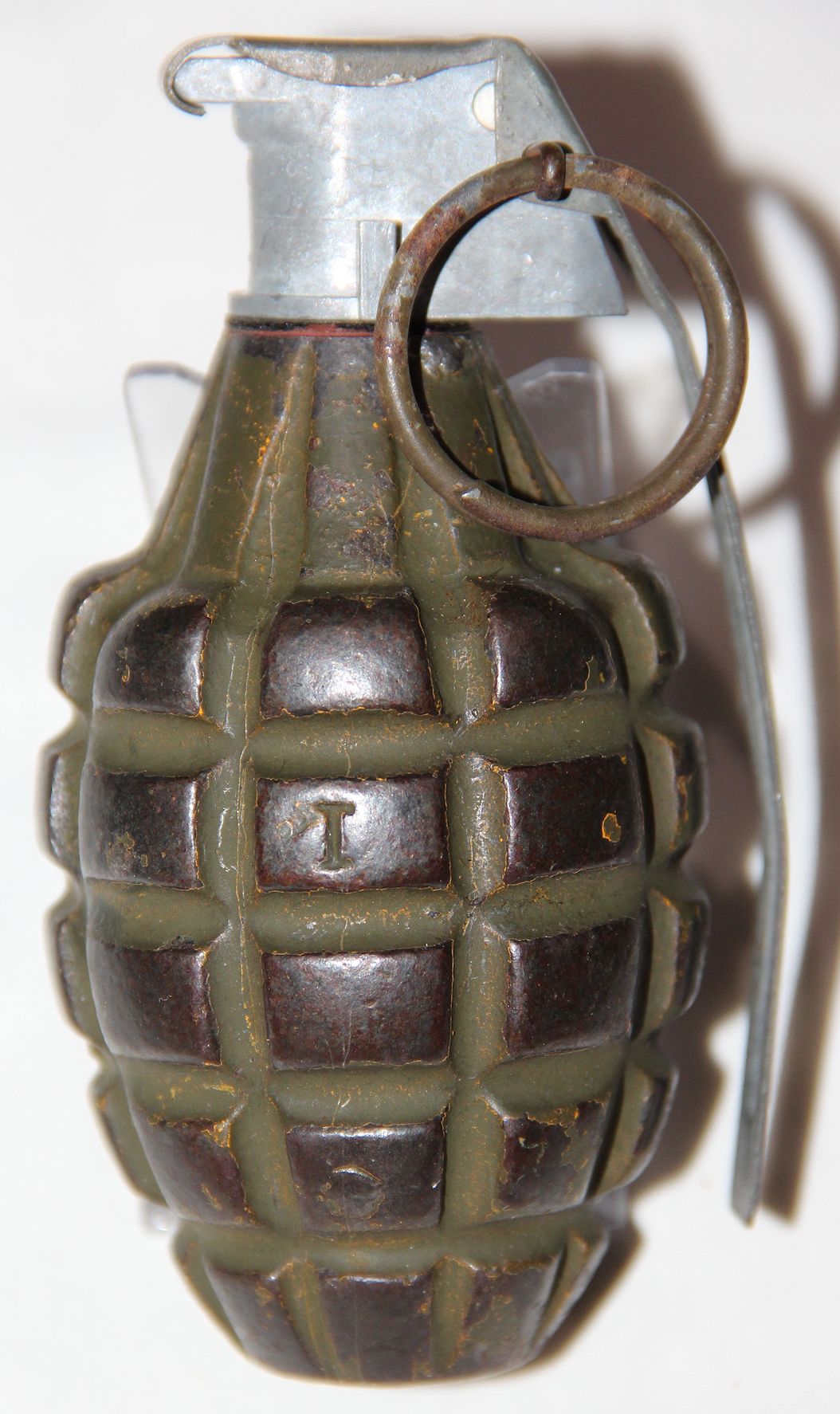 E248. INERT WWII OVER PAINTED YELLOW MKII GRENADE - B & B Militaria