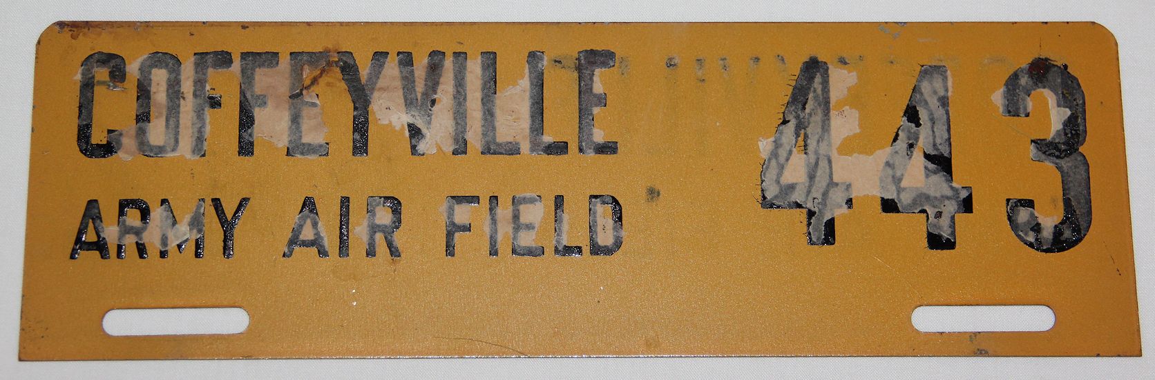 I084. WWII COFFEYVILLE KANSAS ARMY AIR FIELD LICENSE PLATE - B & B ...