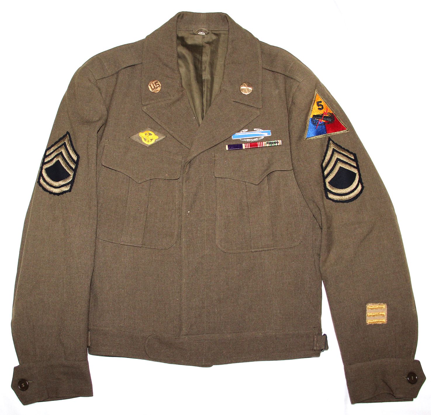 D092. WWII 5TH ARMORED DIVISION INFANTRY IKE JACKET UNIFORM - B & B ...