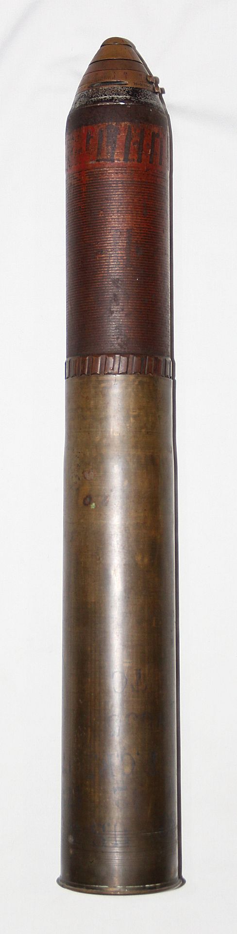 B325. INERT WWI FRENCH 75MM ROUND WITH U.S. MARKINGS - B & B Militaria