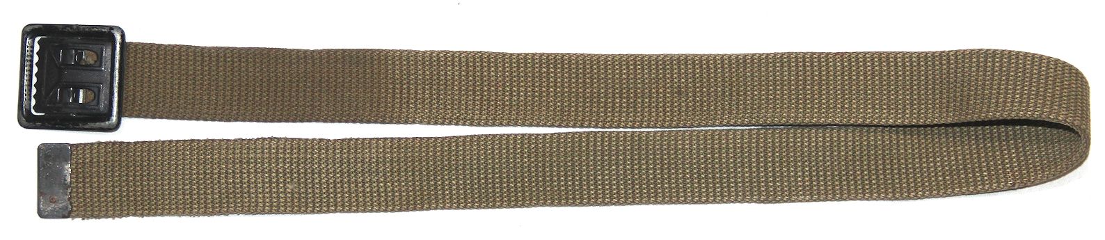 E488. WWII LIGHT OD WEB TROUSER BELT WITH COMBAT FRICTION BUCKLE - B ...