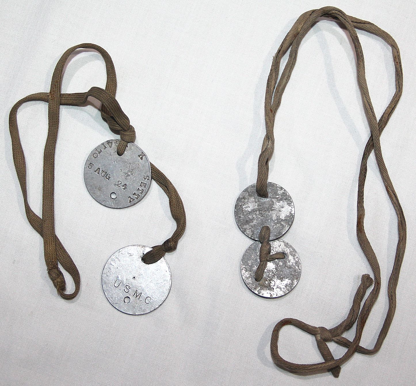 H183. NAMED 1924 DATED USMC DOG TAGS FROM A CHINA MARINE - B & B Militaria