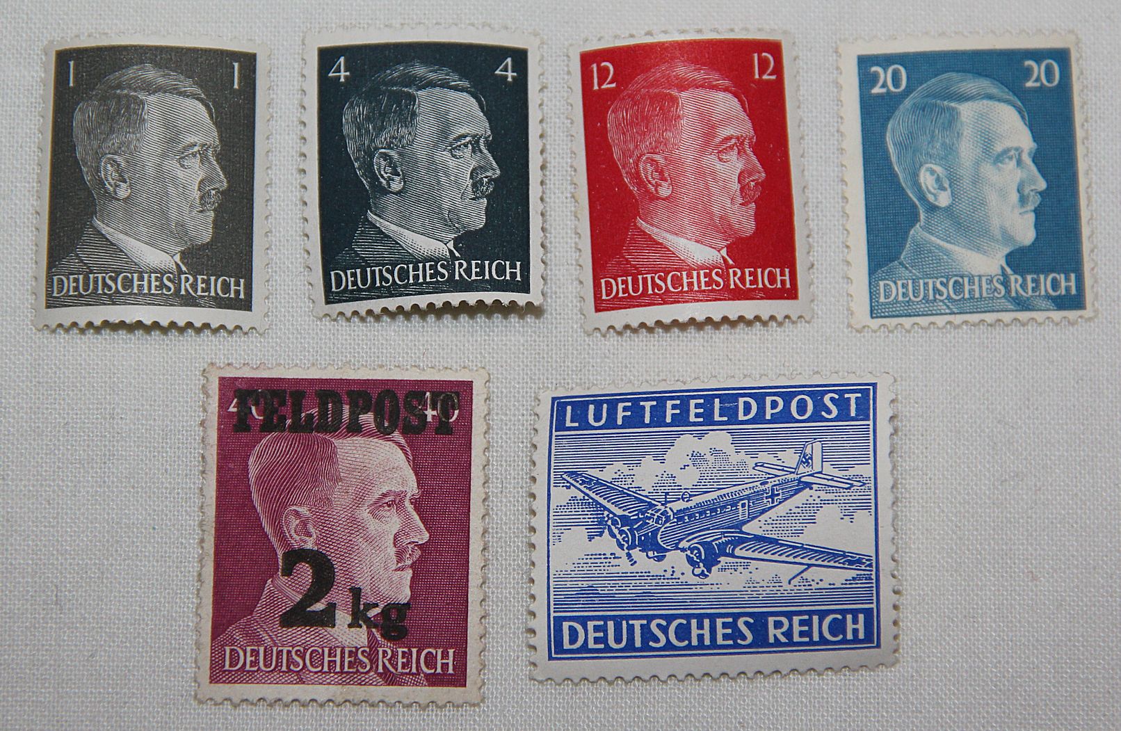 R101. LOT OF SIX WWII GERMAN POSTAL STAMPS - B & B Militaria