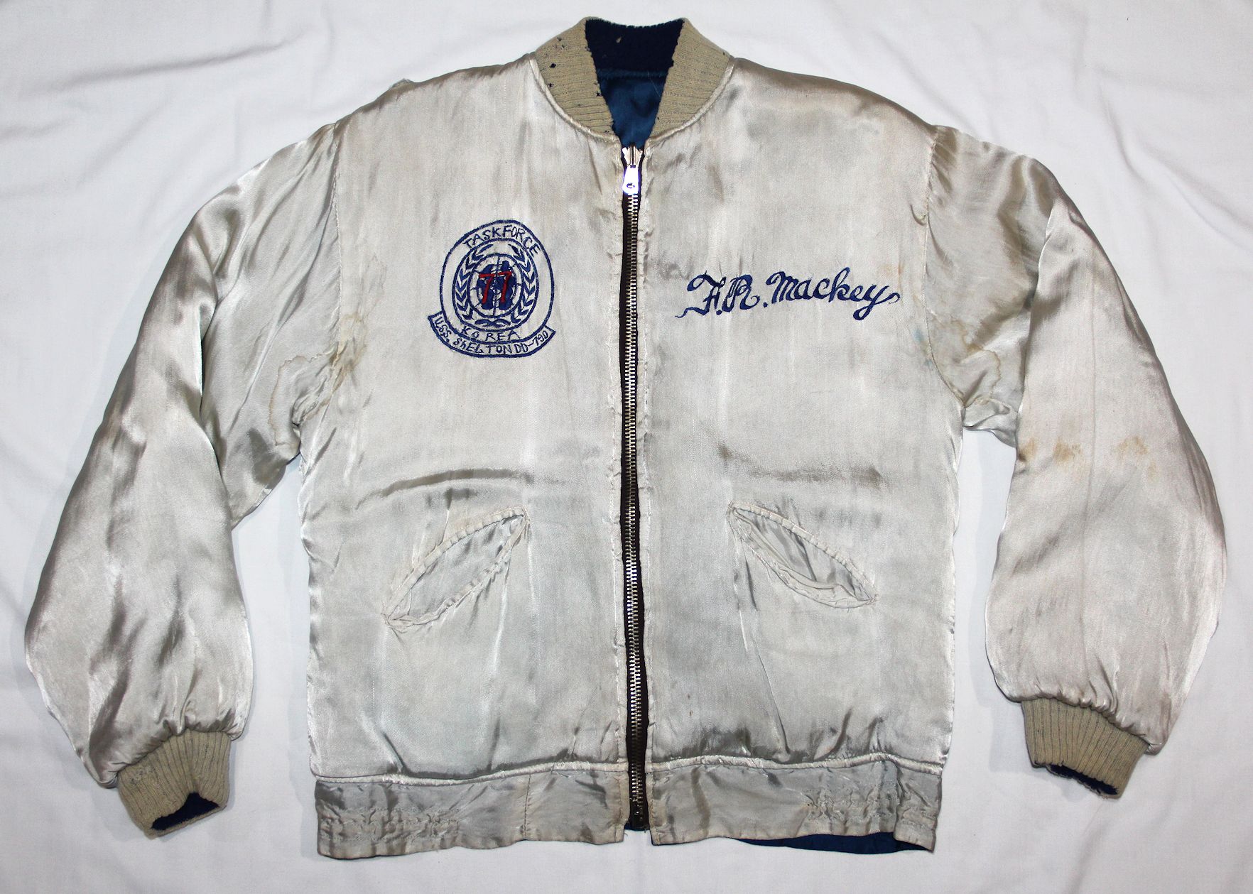 S200. NAMED KOREAN WAR USN TASK FORCE 77 DOUBLE SIDED TOUR JACKET - B ...