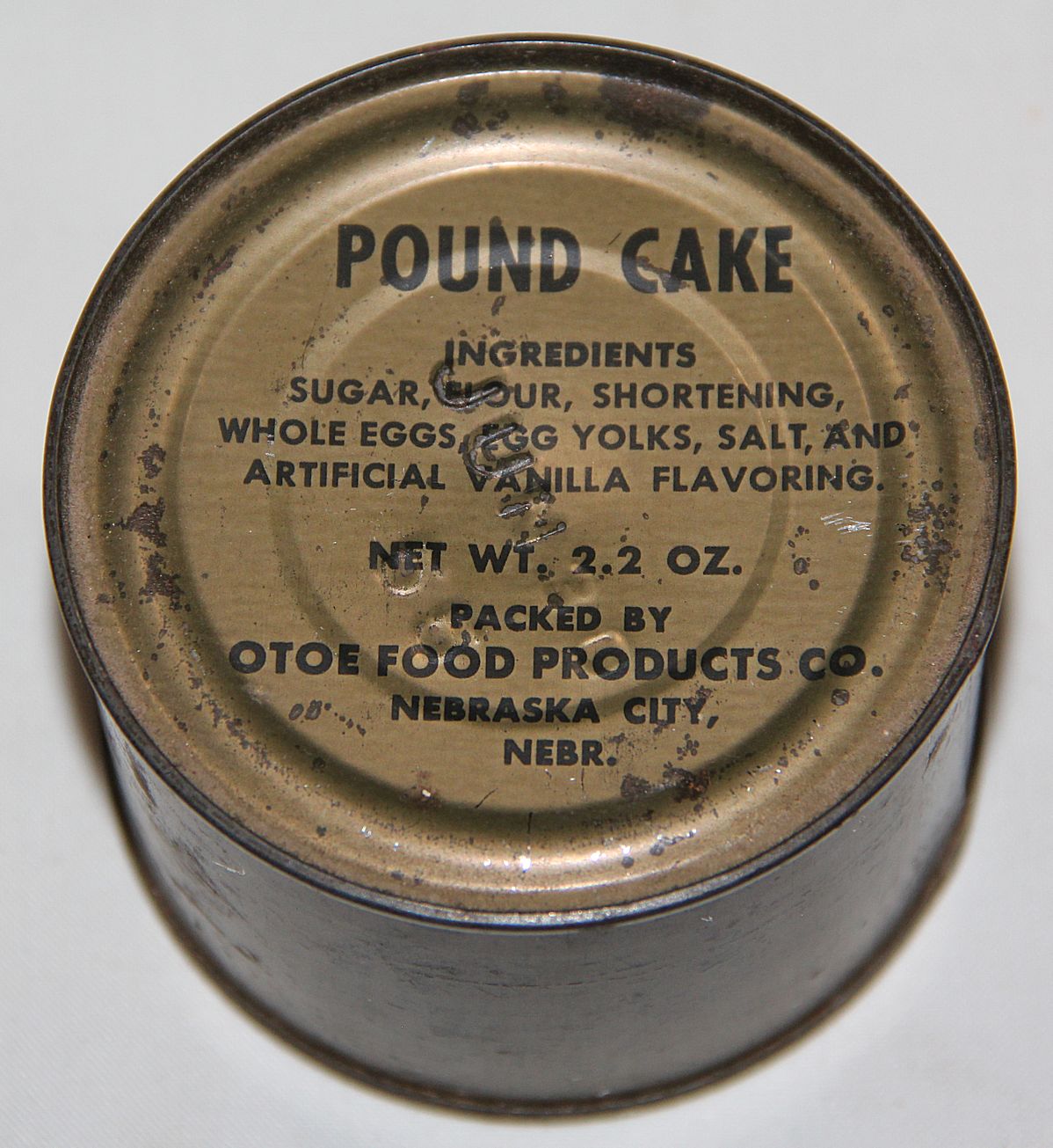 T370. UNOPENED 1955 DATED C-RATION CAN OF POUND CAKE - B & B Militaria
