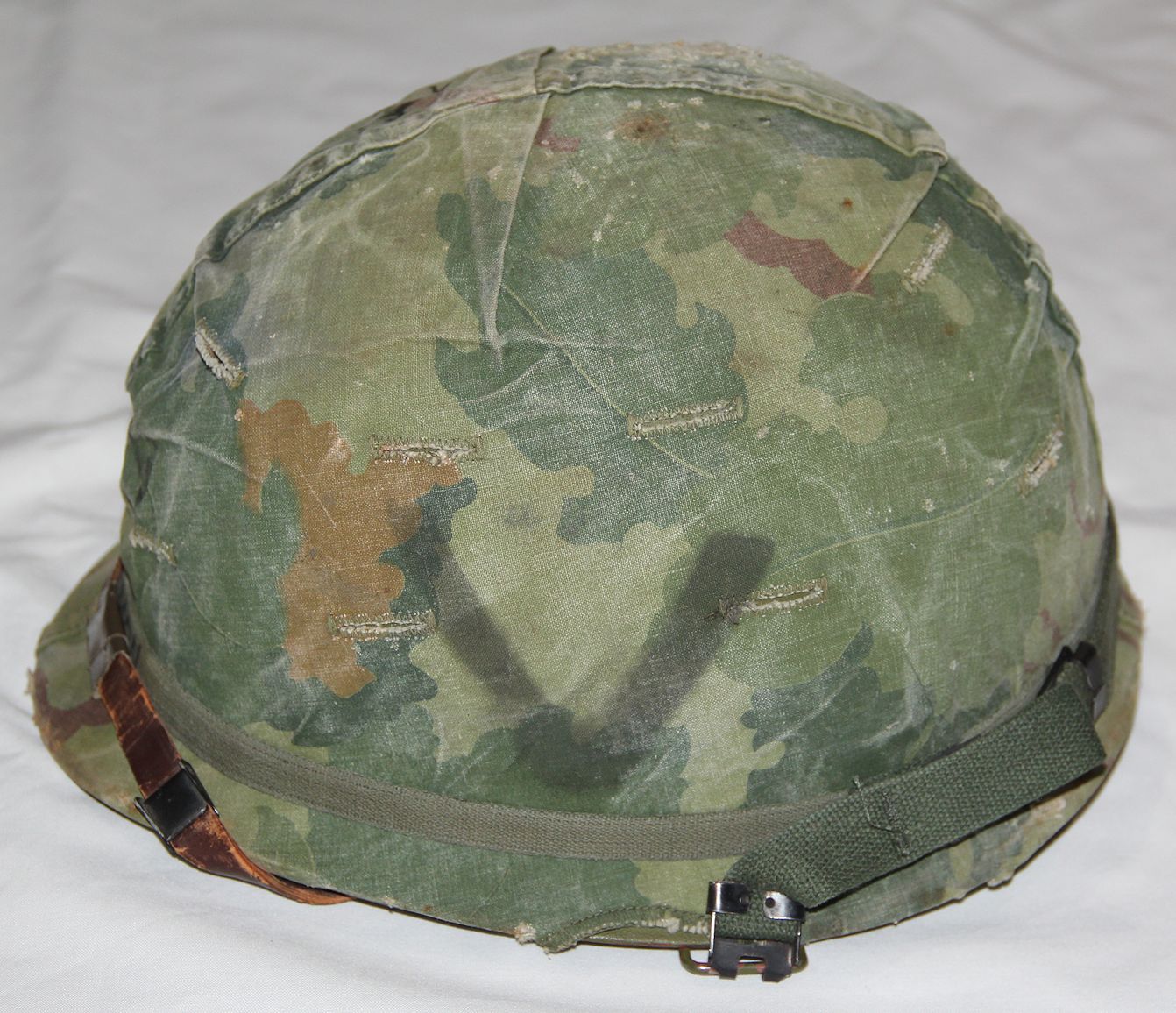 T395. VIETNAM M1 HELMET AND LINER WITH 24TH DIV CAMO COVER - B & B ...