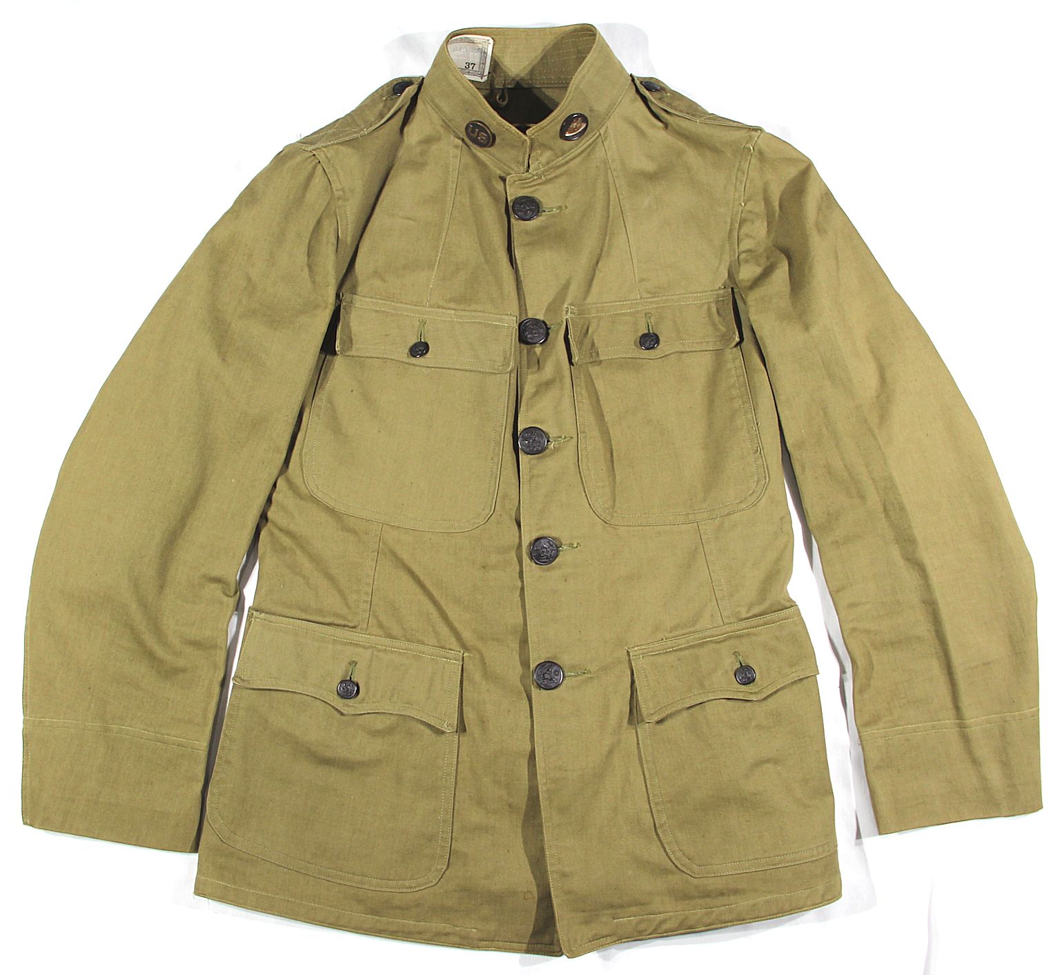 B502. NICE WWI KHAKI COTTON UNIFORM JACKET - B & B Militaria