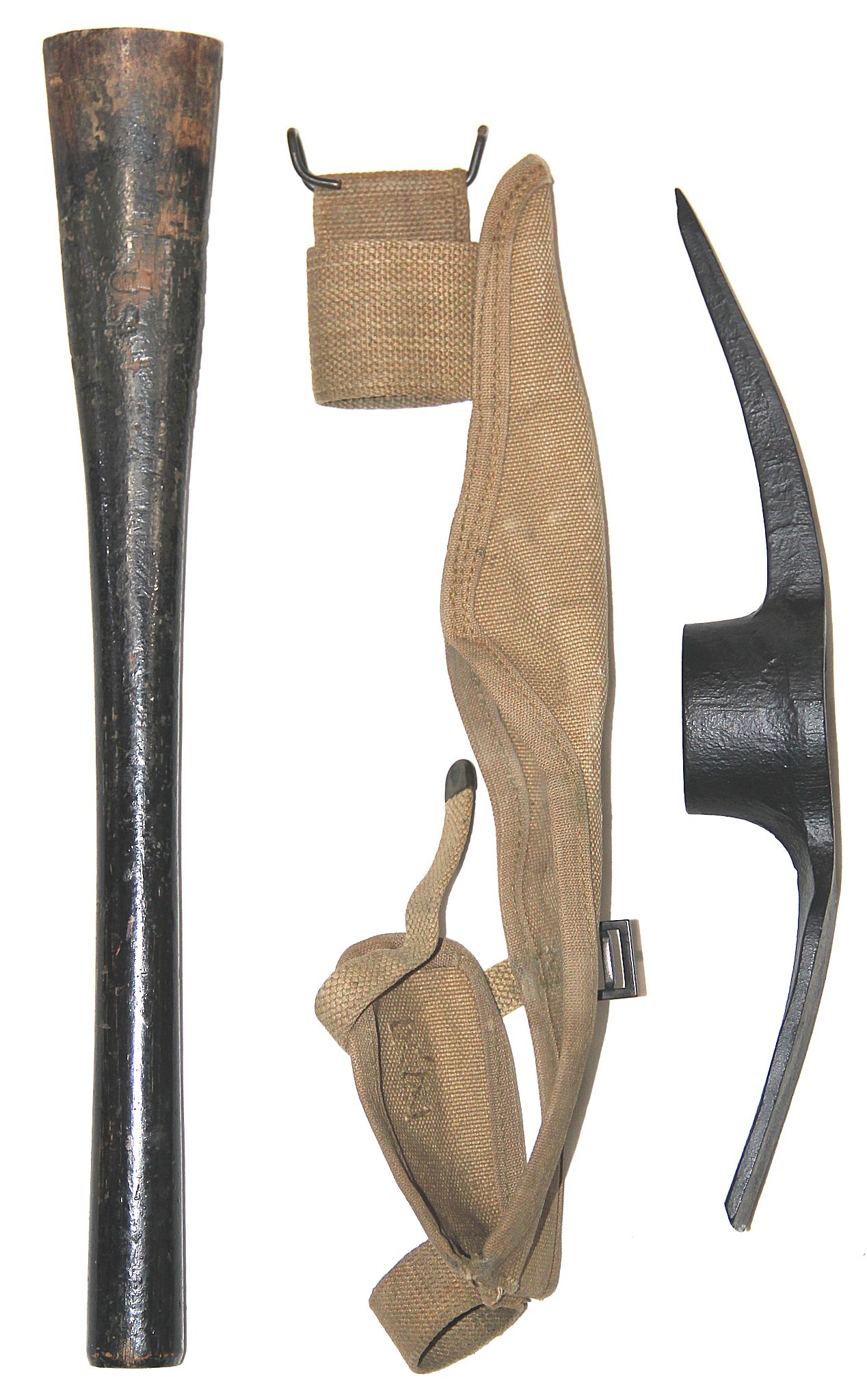 B509. WWI PICK MATTOCK WITH WEB BELT CARRIER - B & B Militaria