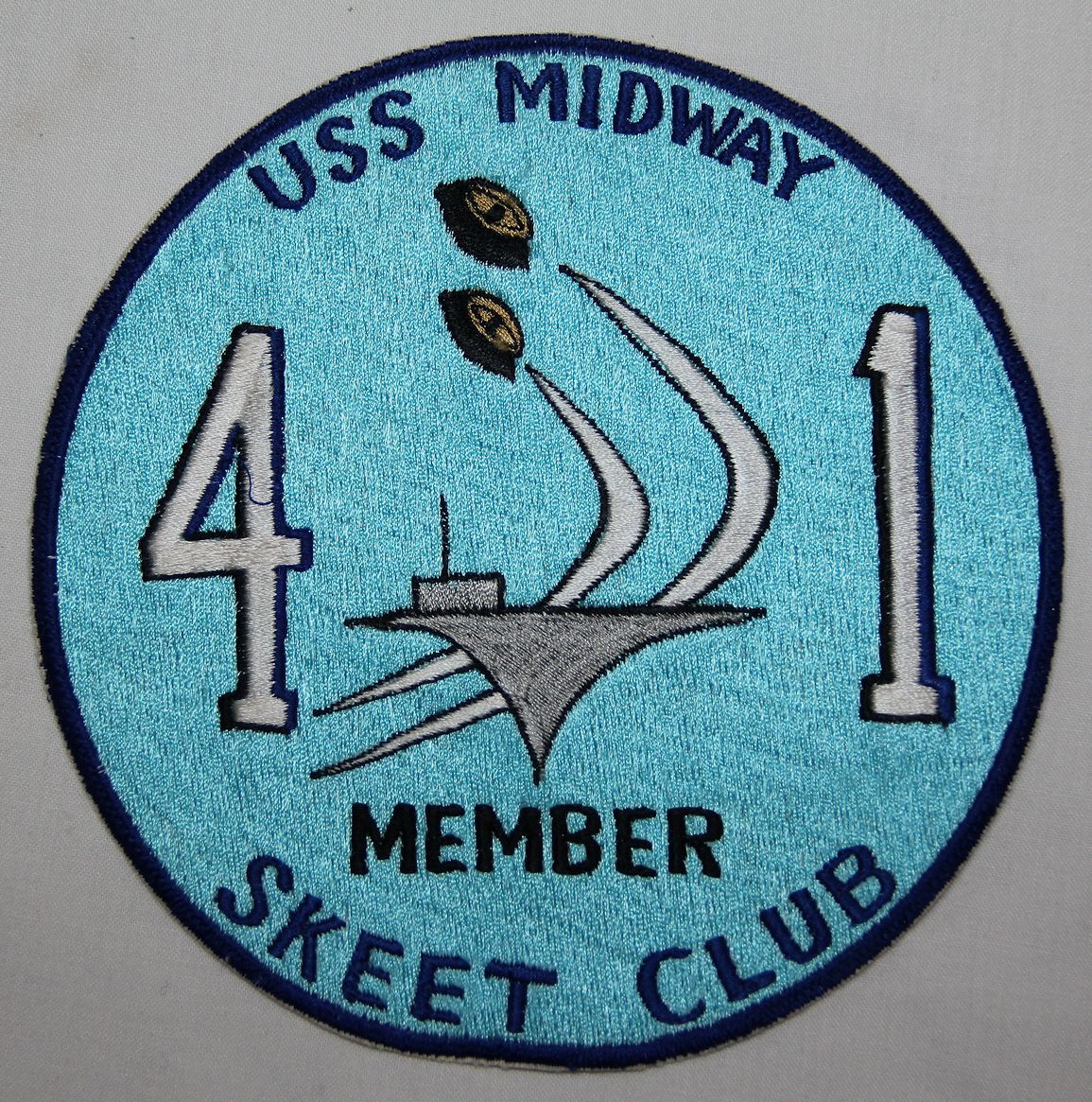 T425. VIETNAM ERA THEATER MADE USS MIDWAY CV-41 SKEET CLUB CHEST PATCH ...