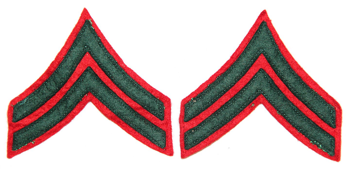 G296. WWII WOOL ON WOOL USMC CORPORAL CHEVRONS - B & B Militaria