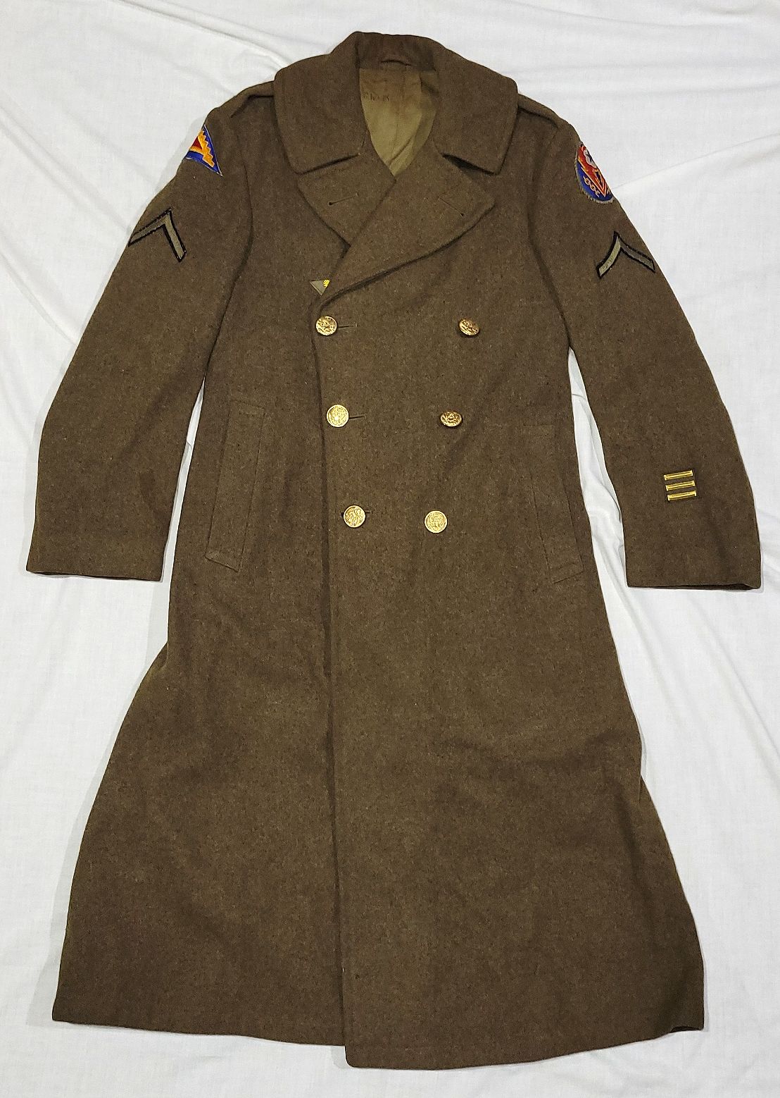 D192. NAMED EARLY WWII WOOL COMBAT FIELD OVERCOAT - B & B Militaria