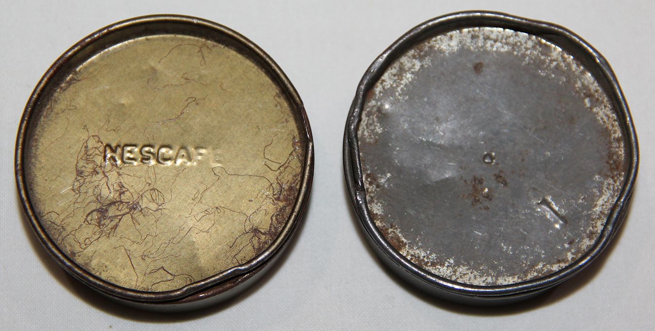 E732. LOT OF 2 EARLY WWII C-RATION COFFEE TINS - B & B Militaria