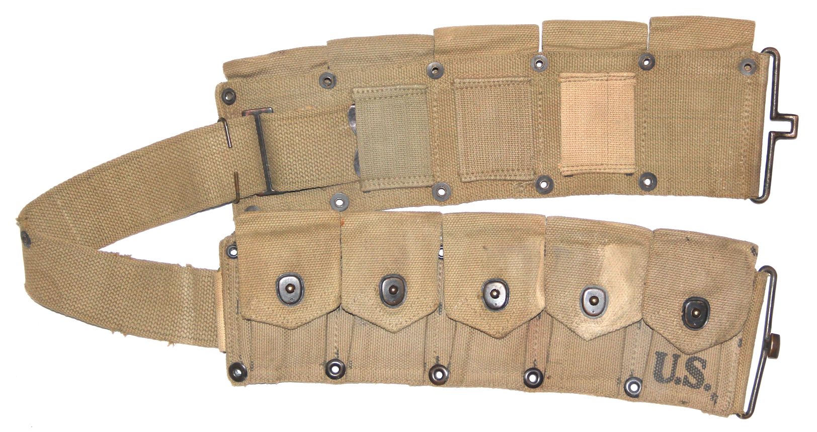 E751. WWII 1942 DATED KHAKI WEB 10 POCKET CARTRIDGE BELT - B & B Militaria