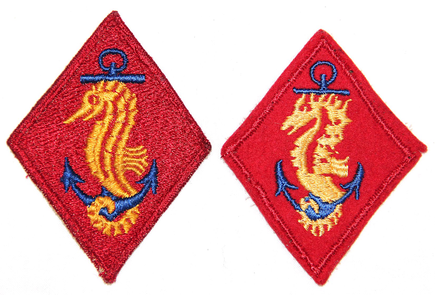 G308. LOT OF 2 WWII USMC SHIP DETACHMENTS PATCH VARIATIONS - B & B ...