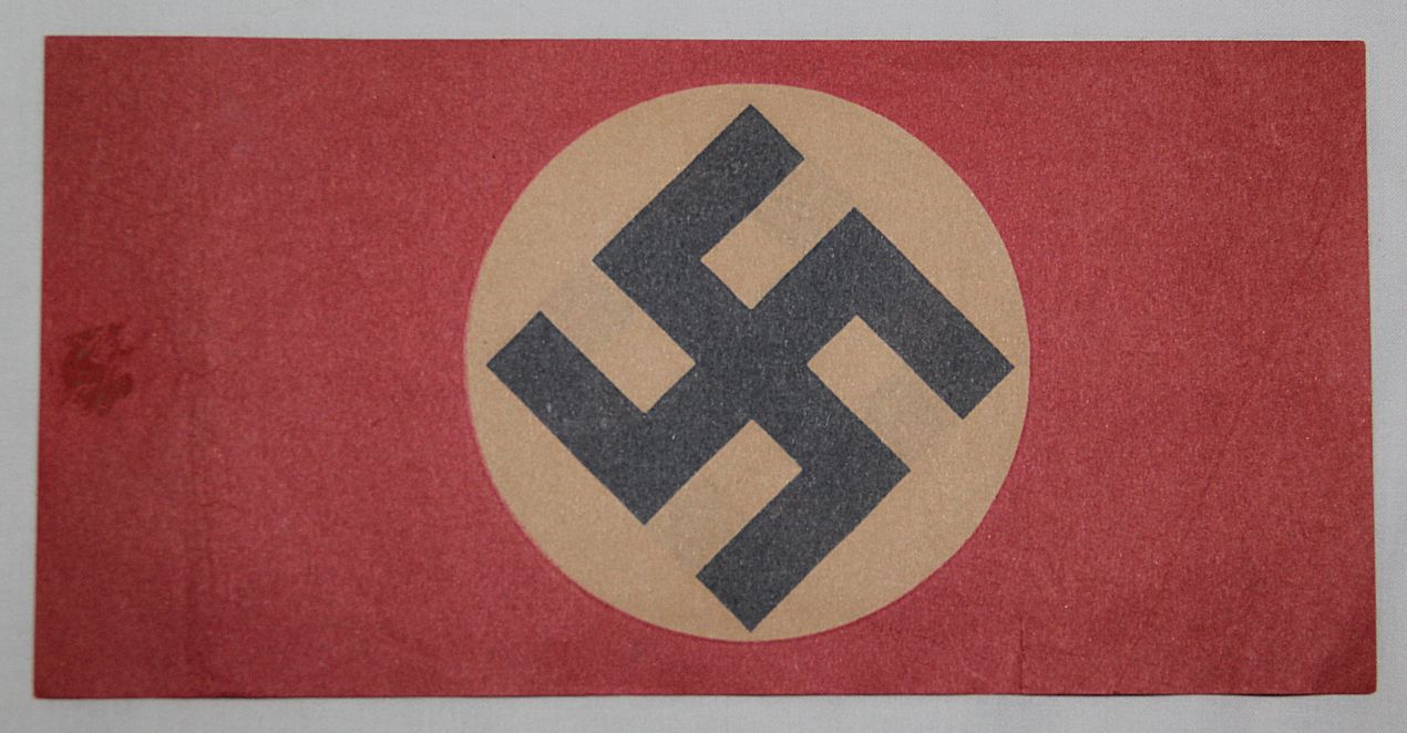 R124. RARE WWII GERMAN PAPER NSDAP BANNER OR ARMBAND - B & B Militaria