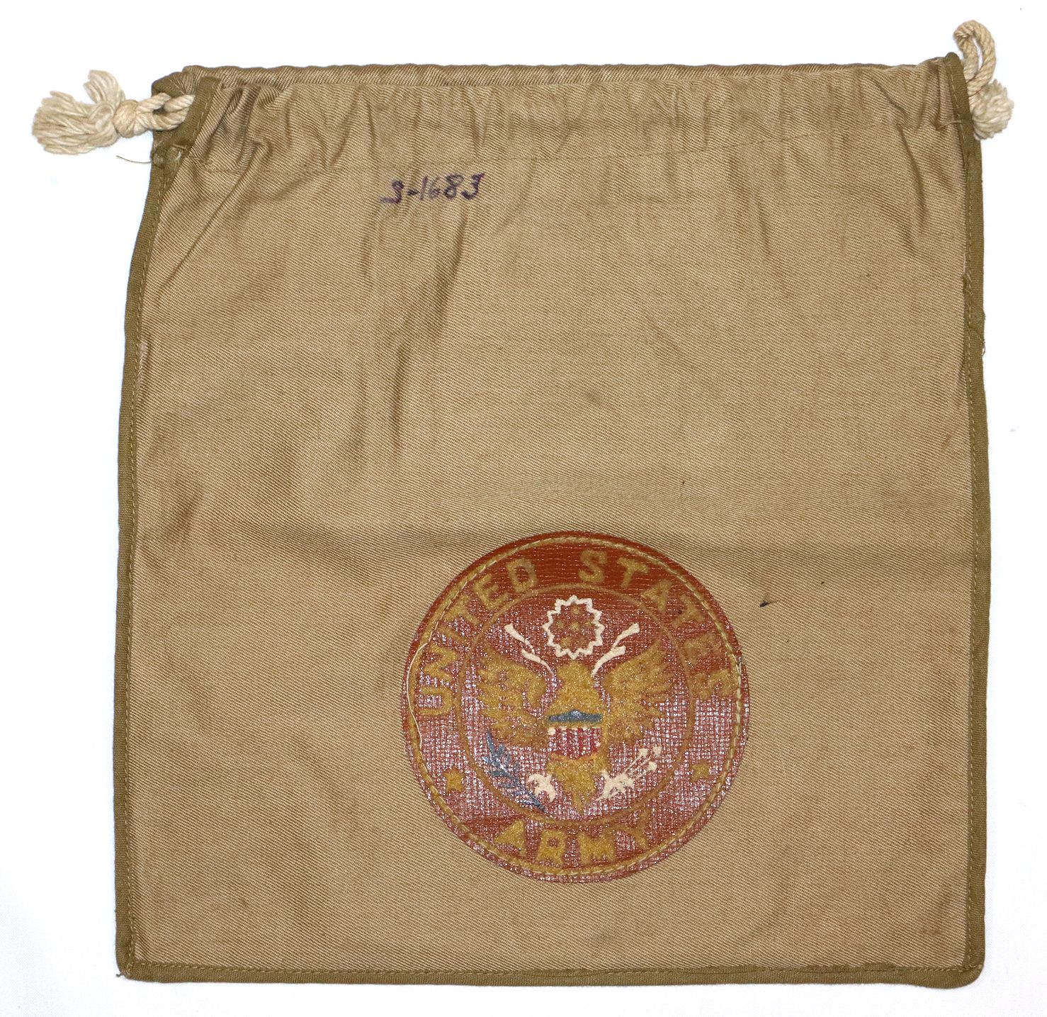 E843. WWII PRIVATE PURCHASE DITTY BAG WITH US ARMY PATCH - B & B Militaria