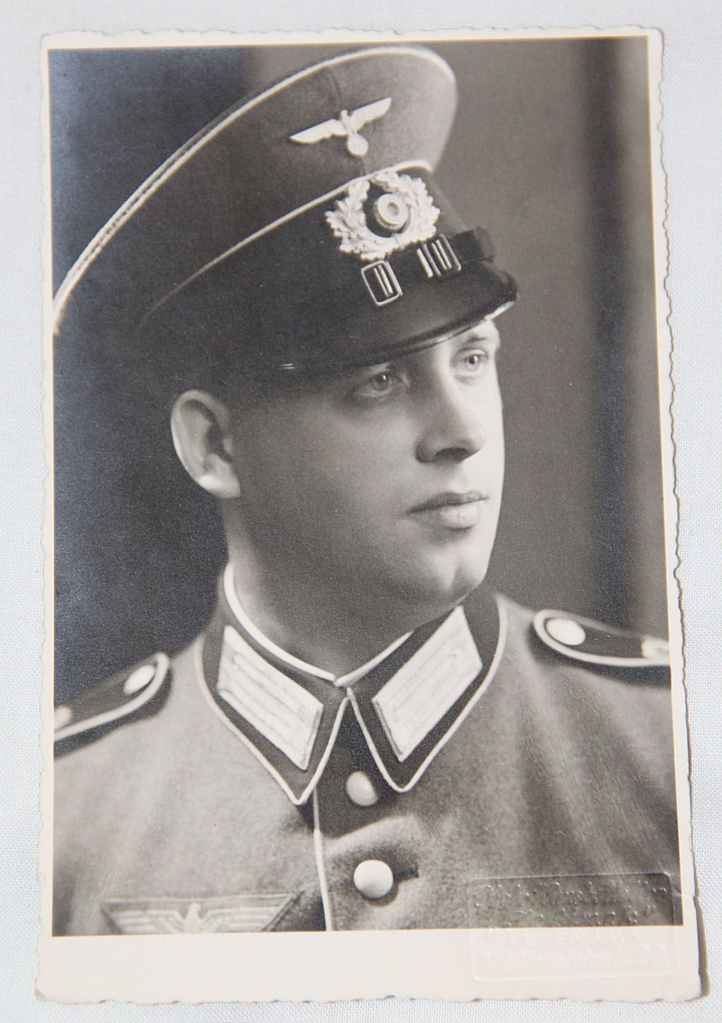 R141. WWII GERMAN ARMY EM WEARING DRESS UNIFORM PHOTO POSTCARD - B & B ...